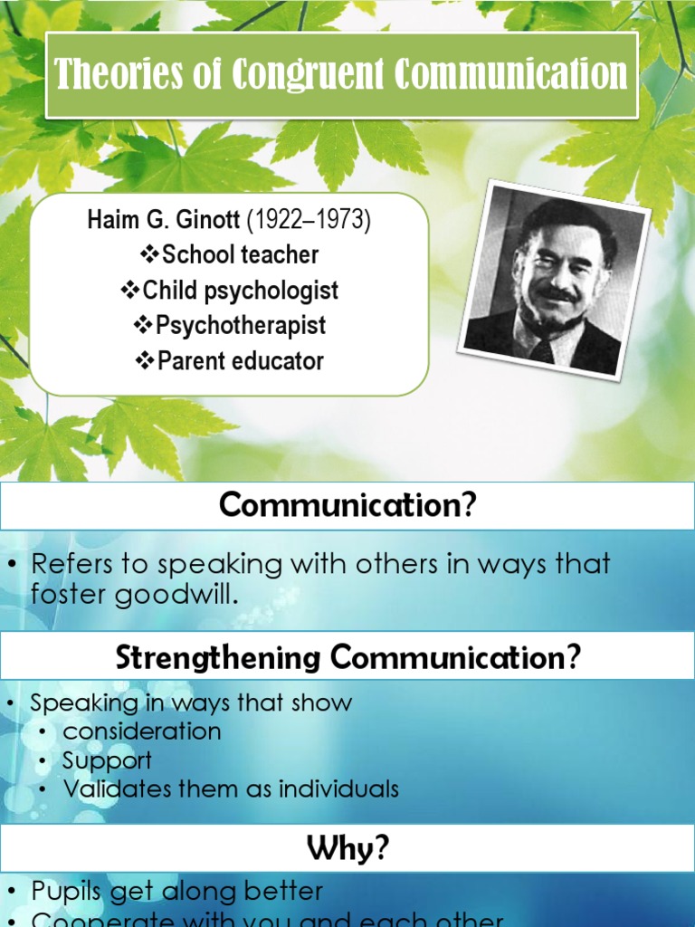 Theories of Congruent Communication (Haim Ginott) | PDF | Action ...