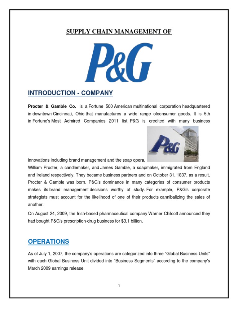 P&G | PDF | Procter & Gamble | Supply Chain
