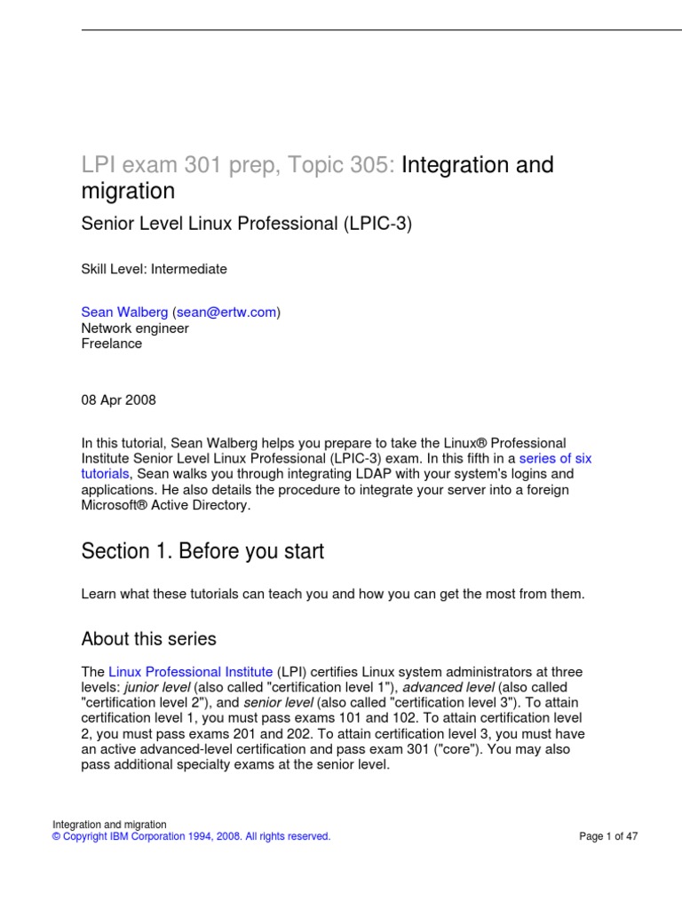 LPI 306 From IBM Develeper Works | PDF | Databases | Password