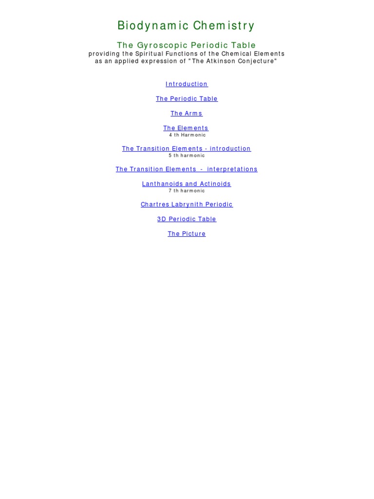 Biodynamic Chemistry The Gyroscopic Periodic Table | Download Free PDF ...