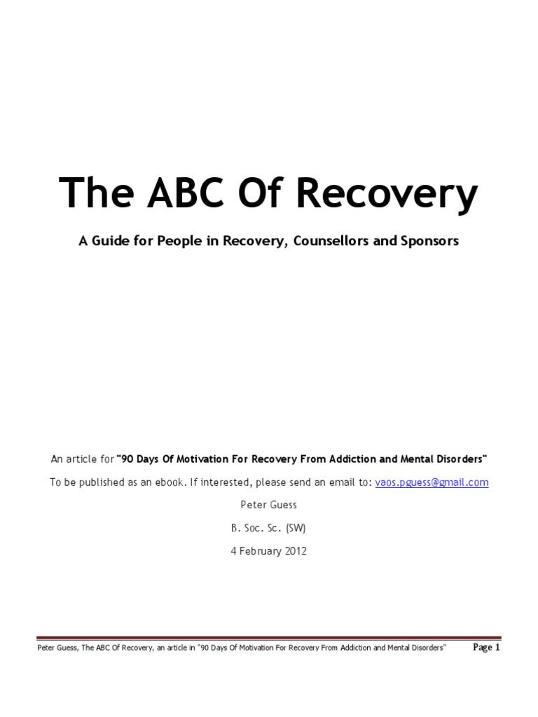 The ABC of Recovery - Guide For Counsellors, Sponsors and People ...