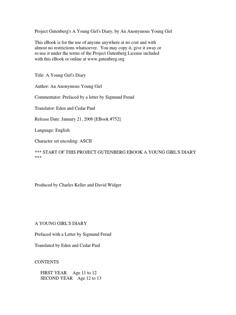 A Young Girl's Diary | PDF