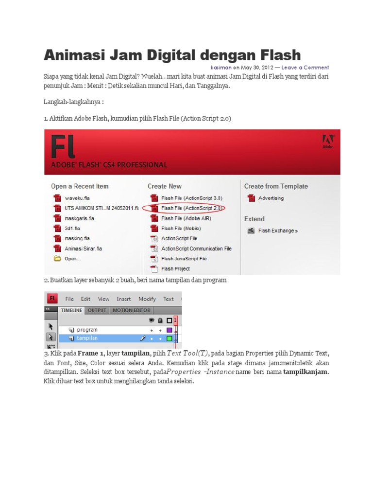 Animasi Jam Digital Dengan Flash | PDF | Metode & Bahan Ajar