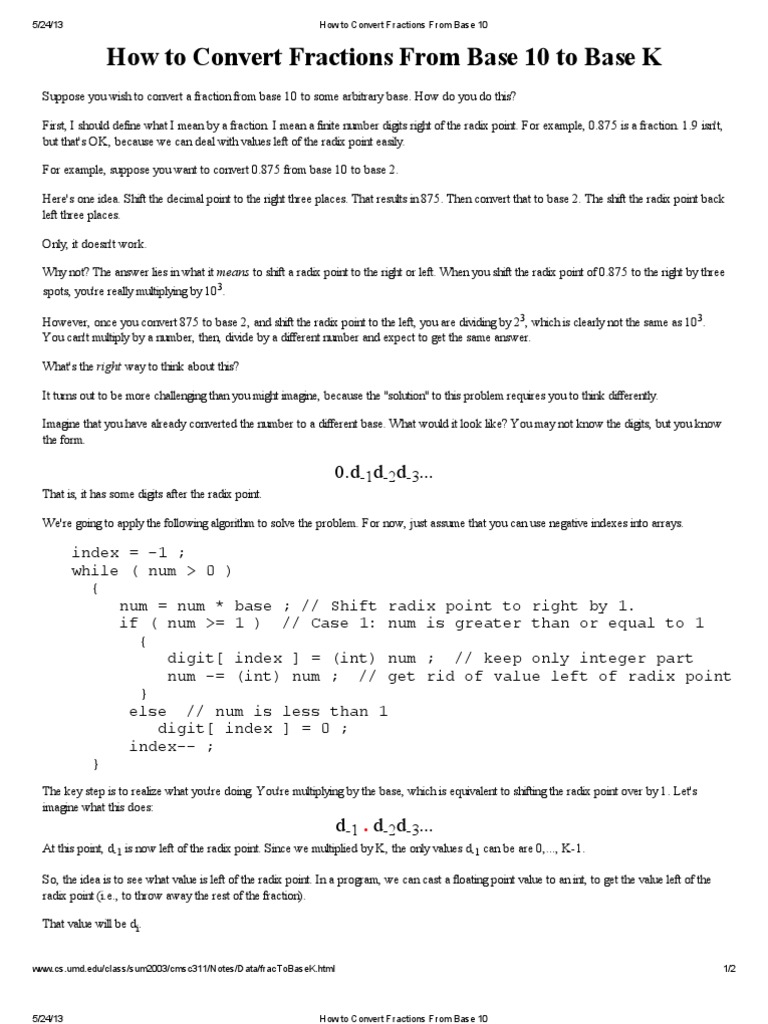 Converting Fractions from Base 10 | PDF | Decimal | Fraction (Mathematics)