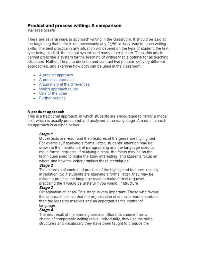 Comparing Product and Process Writing | PDF | Pedagogy | Cognition