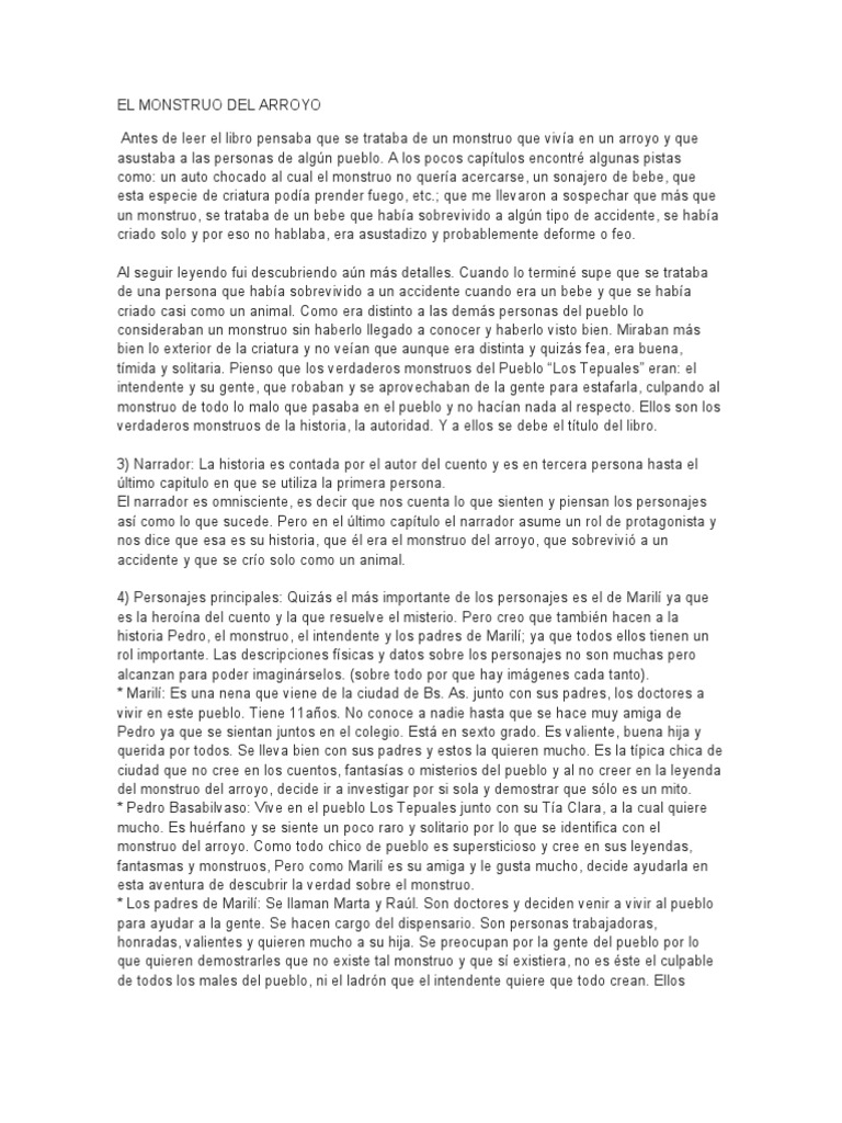 El Monstruo Del Arroyo | PDF | Narración
