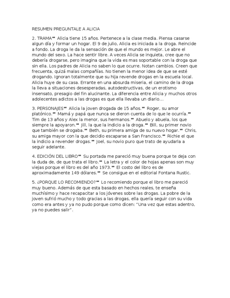 Resumen Preguntale A Alicia | PDF