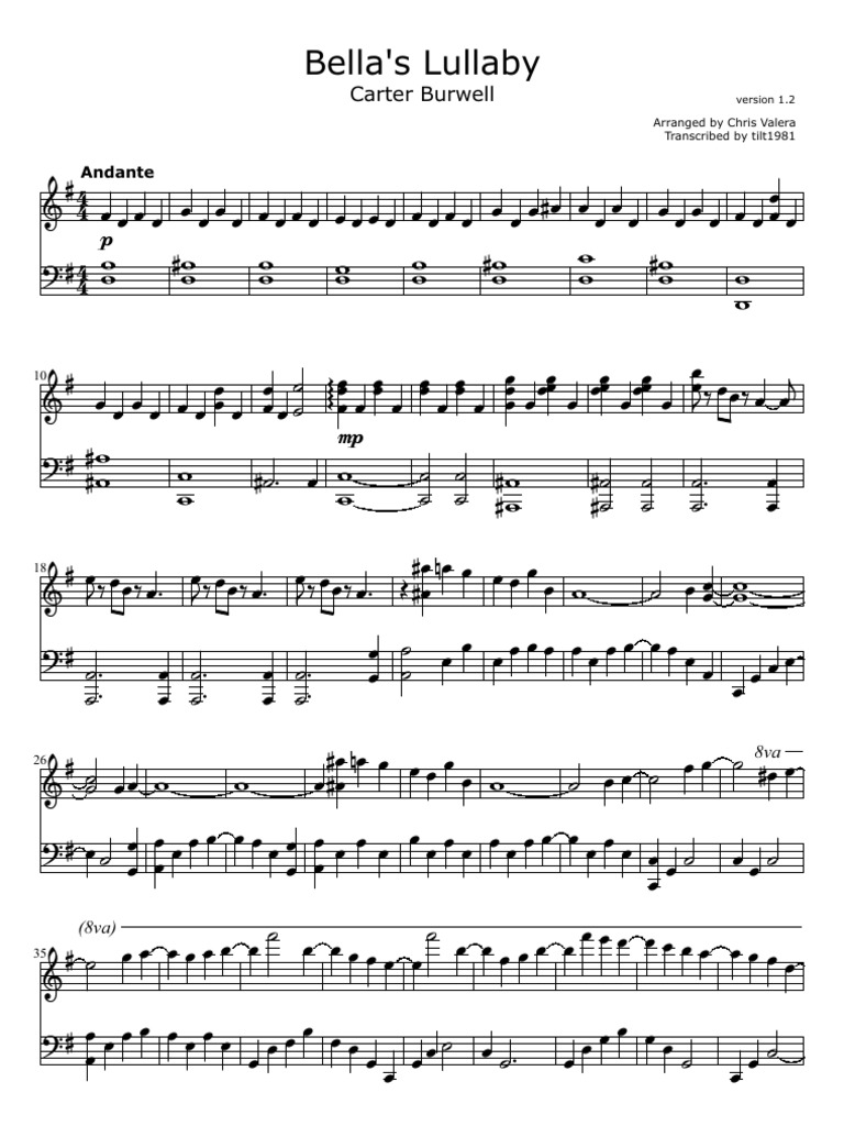 Carter Burwell - Bellas Lullaby | PDF