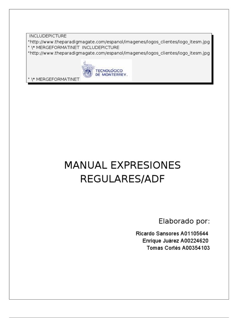 Manual Expresiones Regulares-Adf | PDF | Expresión regular | Java (lenguaje de programación)