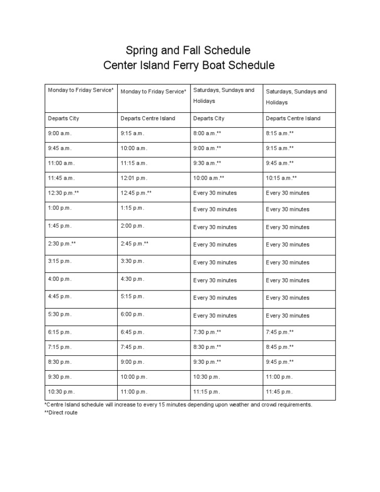 Center Island Ferryboats | PDF