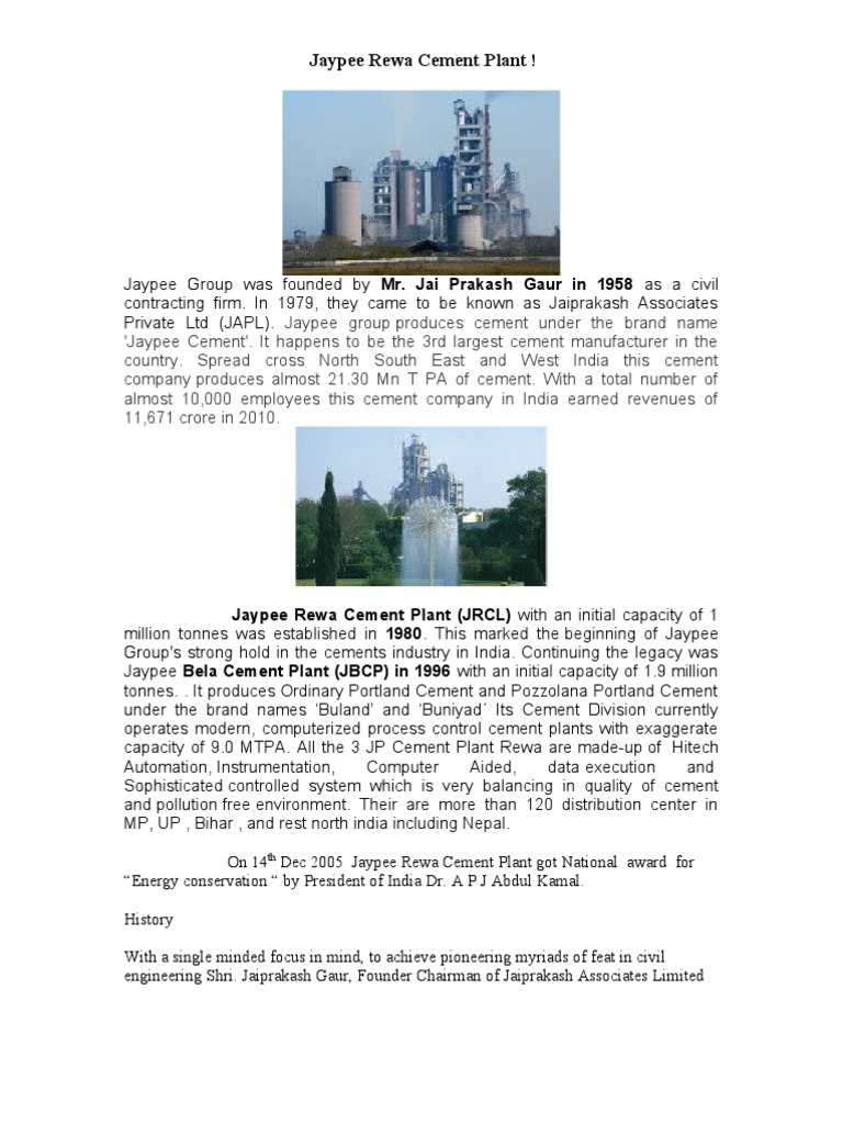 Jaypee Rewa Cement Plant | PDF | Journalism | News