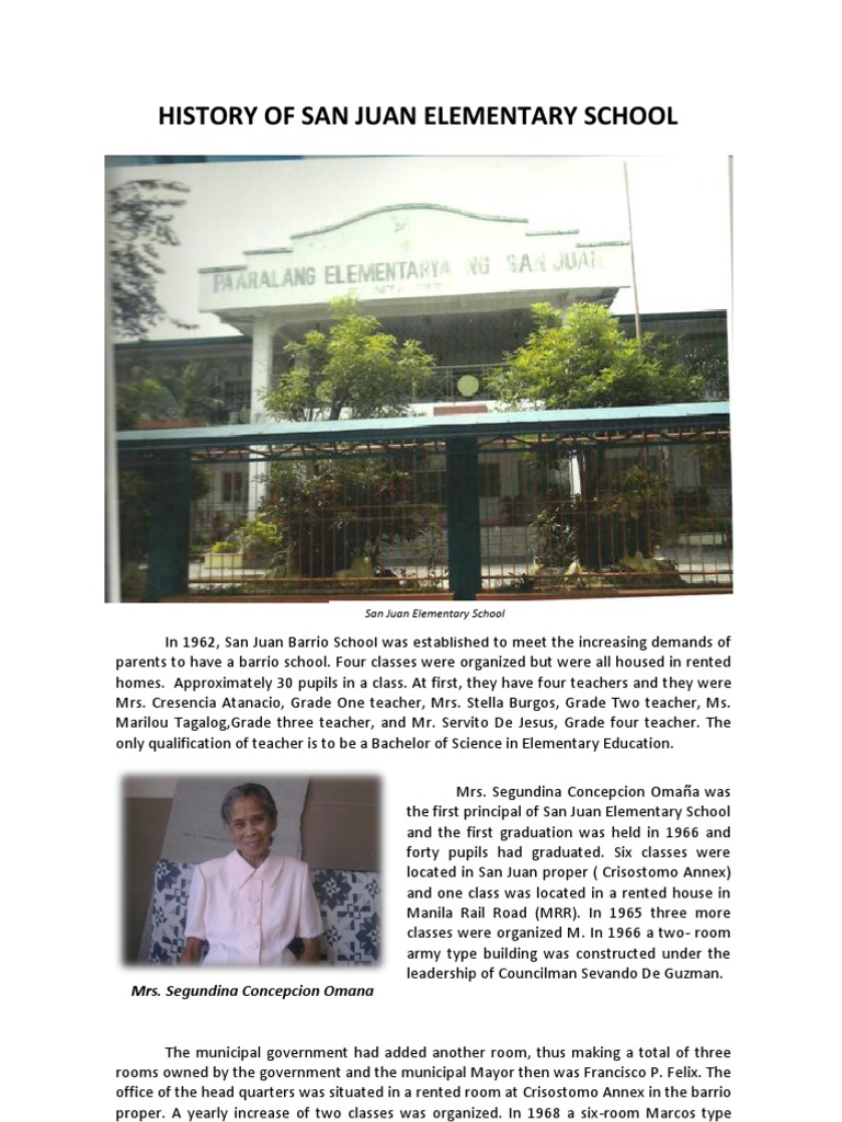 History of San Juan Elementary School | PDF | Schools | Teachers