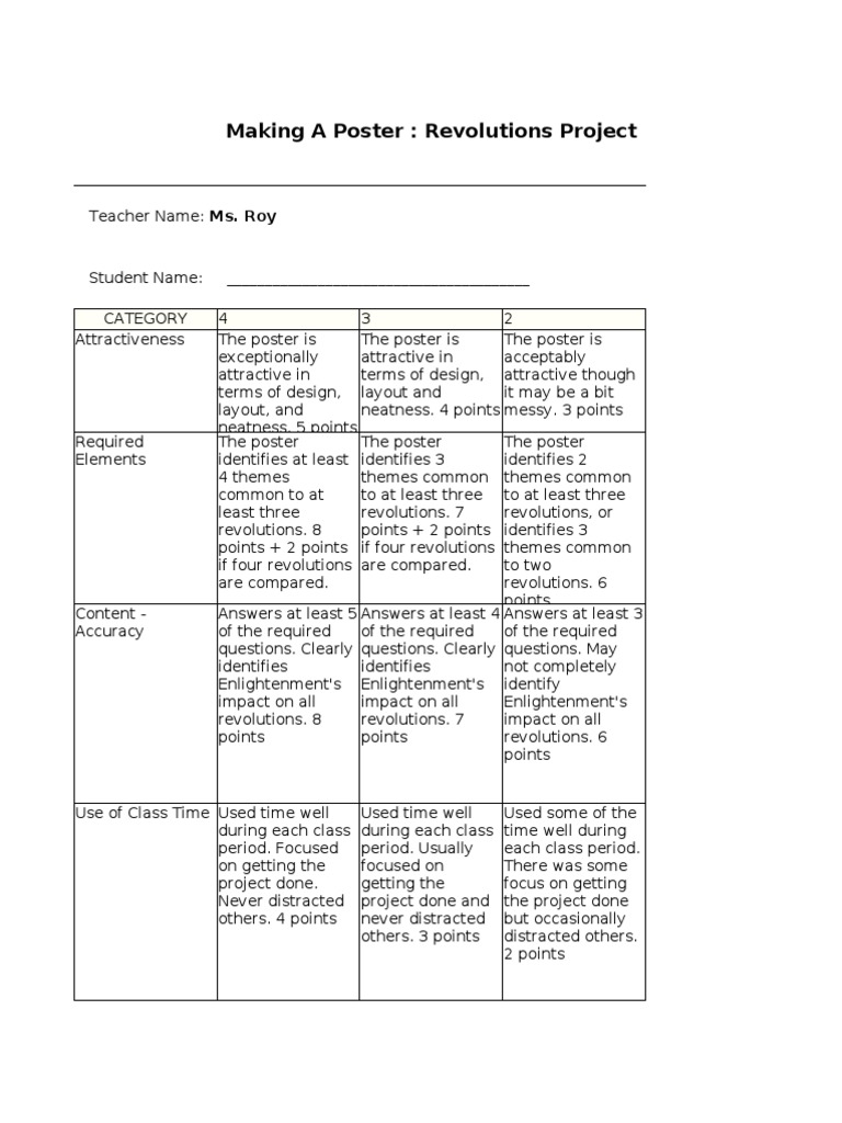 Making A Poster: Revolutions Project | PDF | Career & Growth