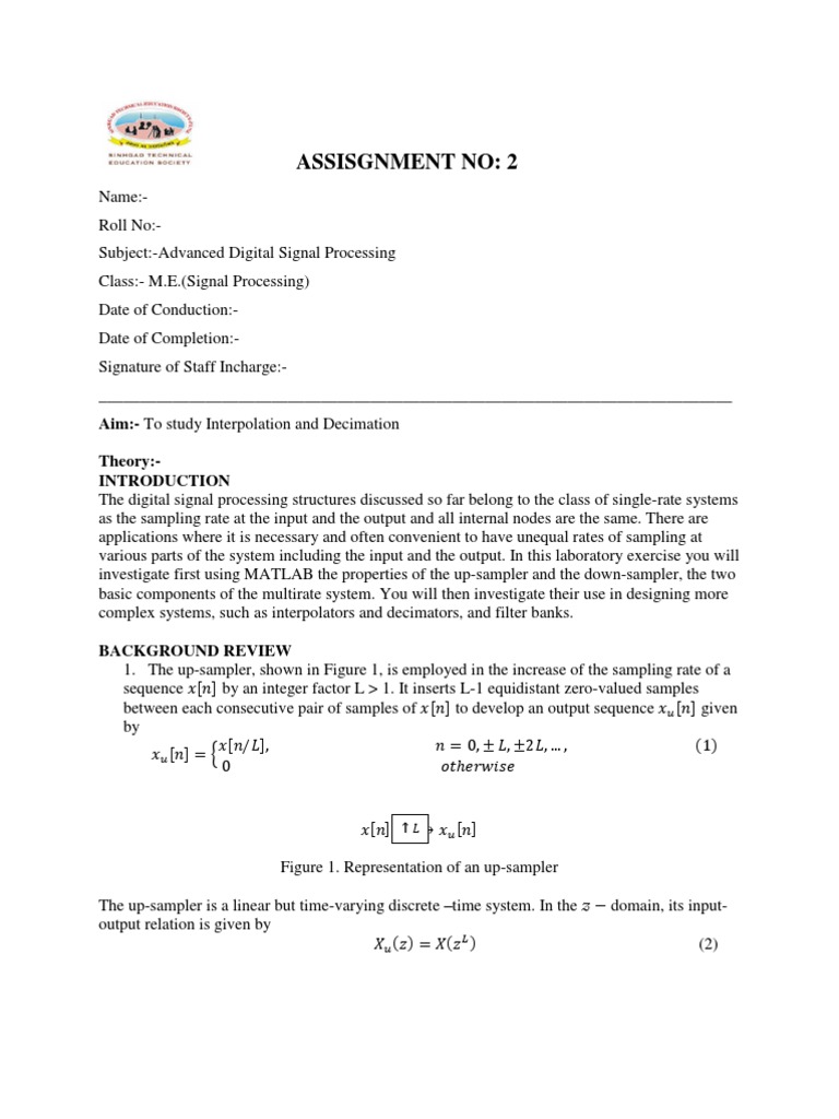 Interpolation and Decimation in DSP | PDF | Digital Signal Processing ...