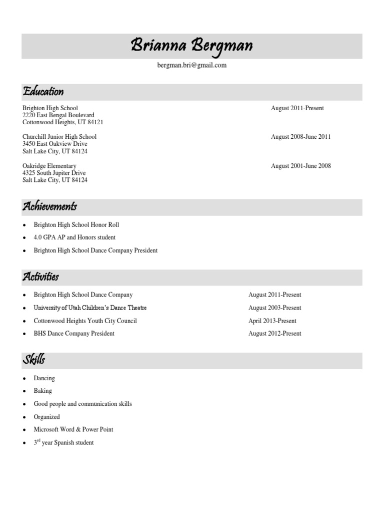 Brianna Bergman's Education and Achievements | PDF | Business