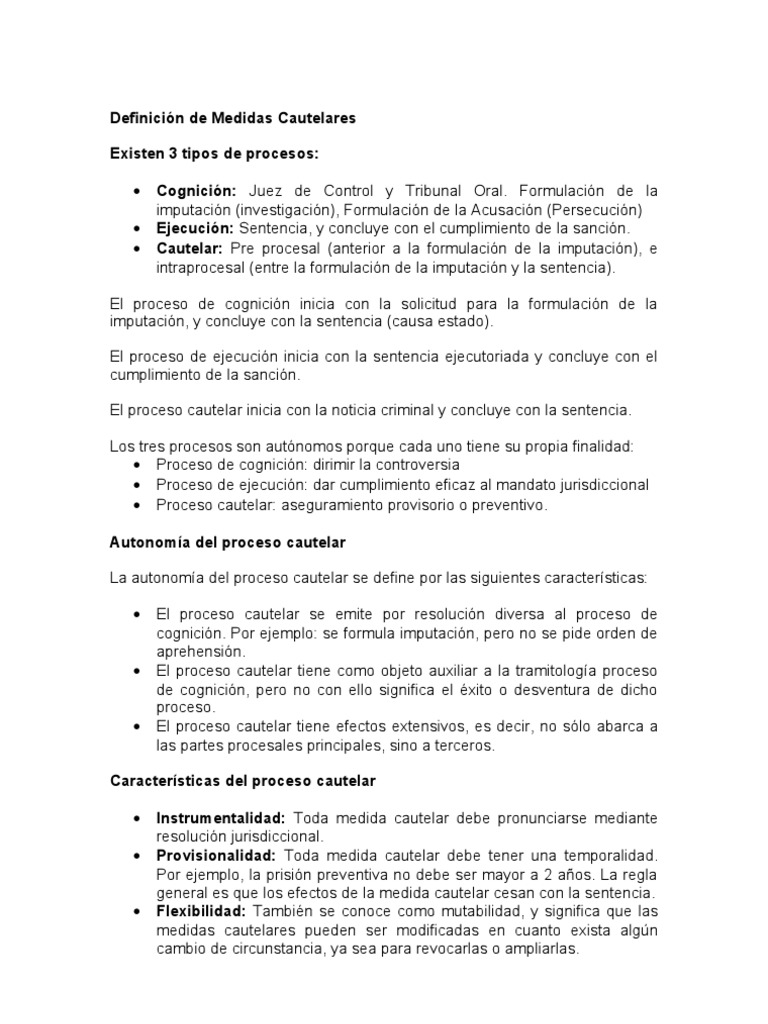 Definición y Características de Medidas Cautelares | PDF