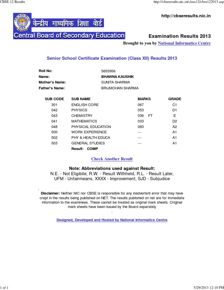 CBSE Class 12 Results 2013 | PDF | Career & Growth | Business