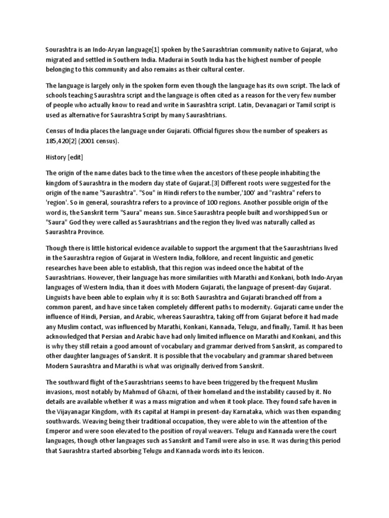 Sourashtra | PDF | Languages Of Asia | Languages