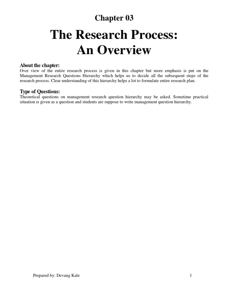 Management Research Question Hierarchy | PDF | Question | Cost–Benefit ...