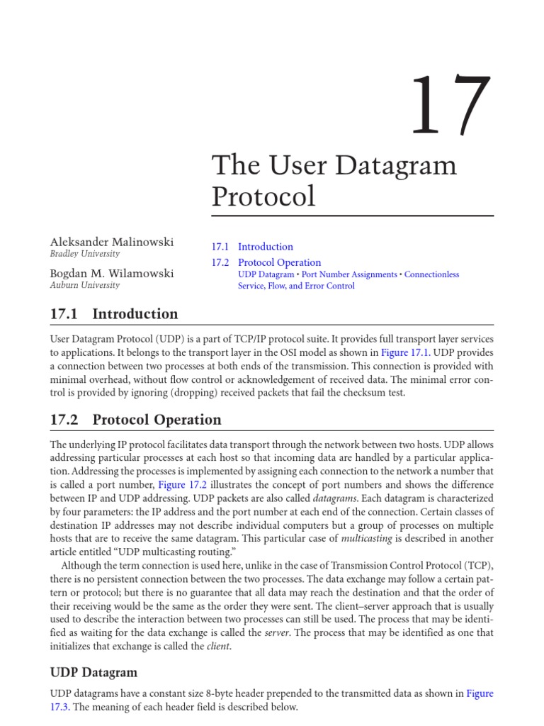 The User Datagram Protocol: Aleksander Malinowski Bogdan M. Wilamowski ...