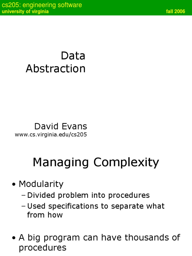 Data Abstraction: David Evans | PDF | Class (Computer Programming ...