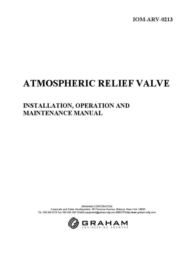 Atmospheric Relief Valve Manual | PDF | Valve | Pressure Measurement