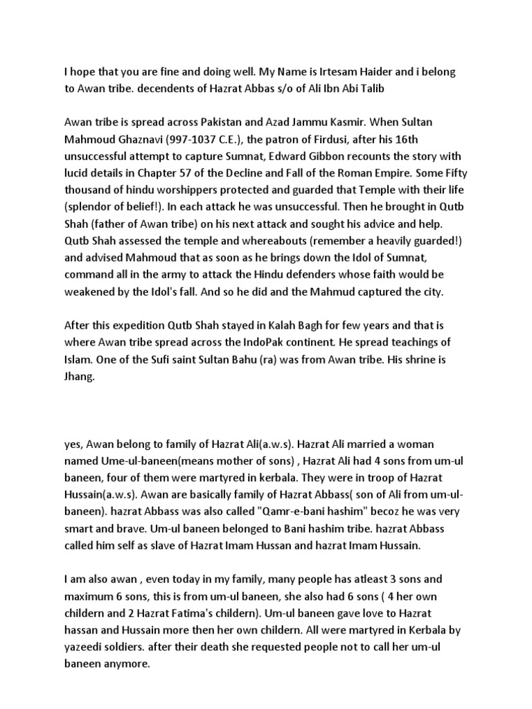 Awan Family | PDF | Ali | Muhammad
