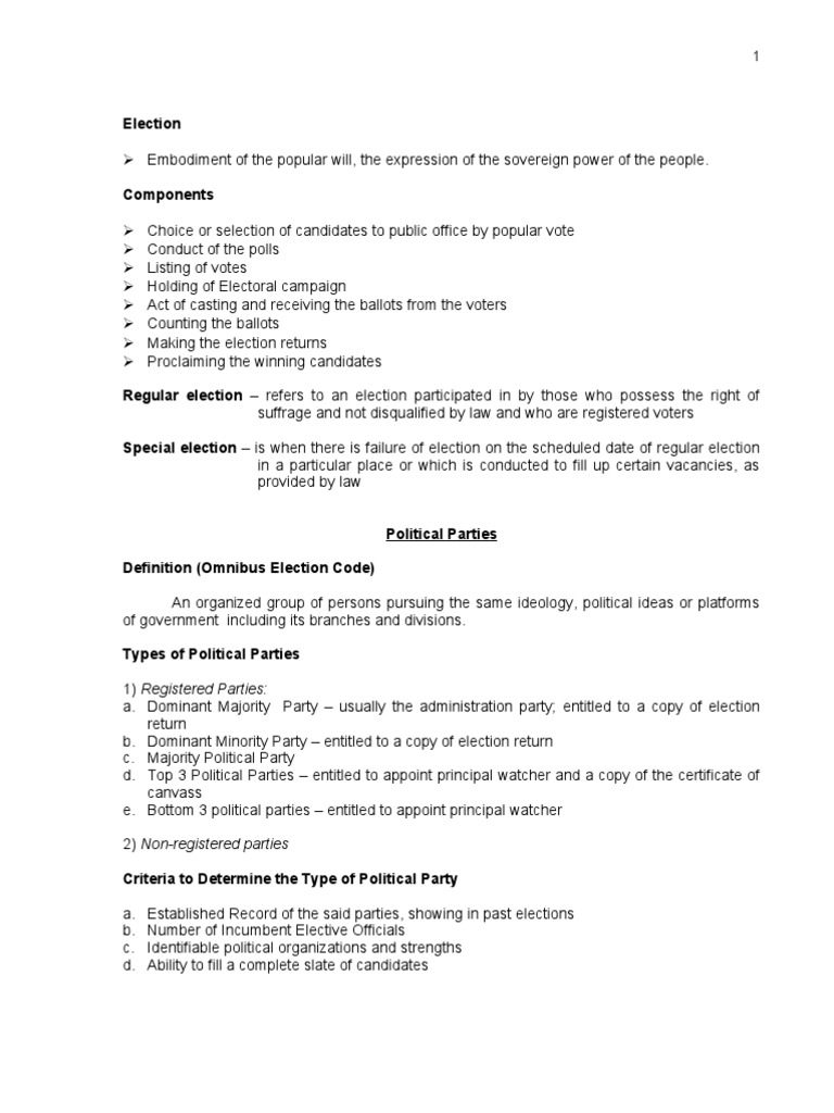 Election Law Notes | PDF | Elections | Voting