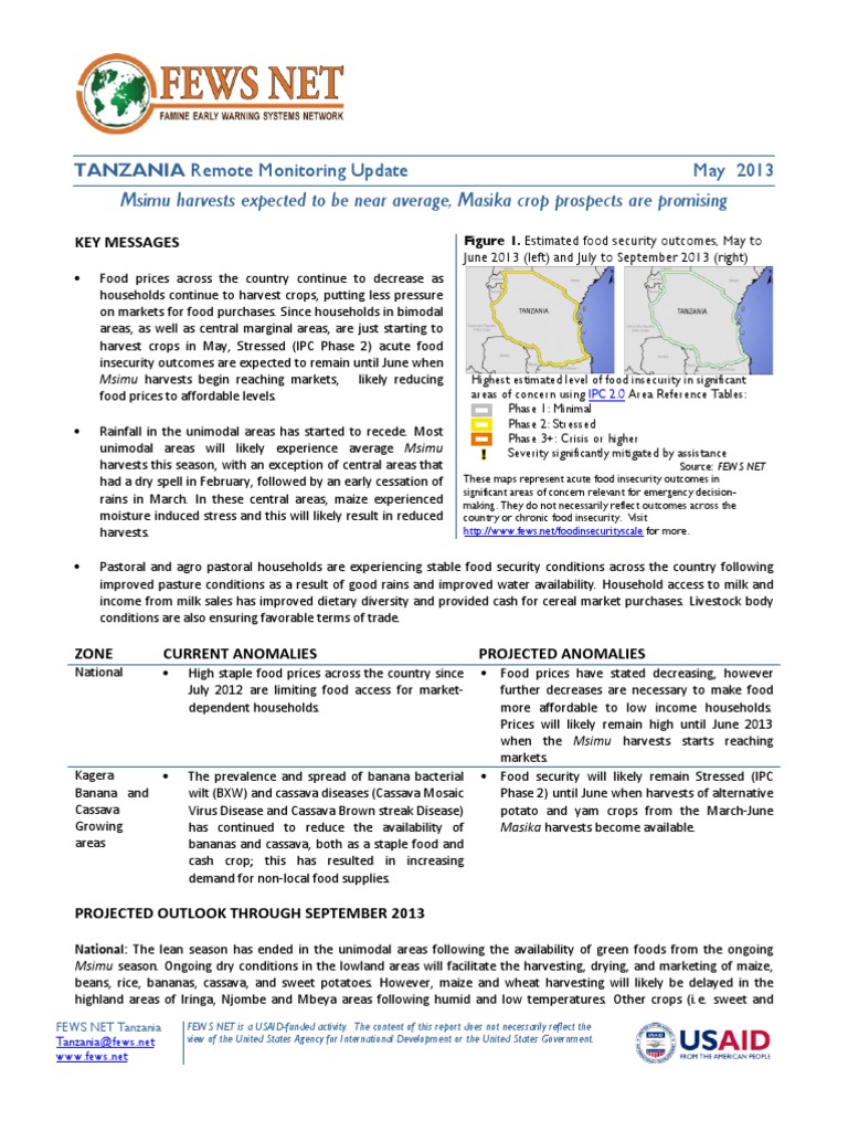 TZ Profile 2013 05 En1 | PDF | Food Security | Potato