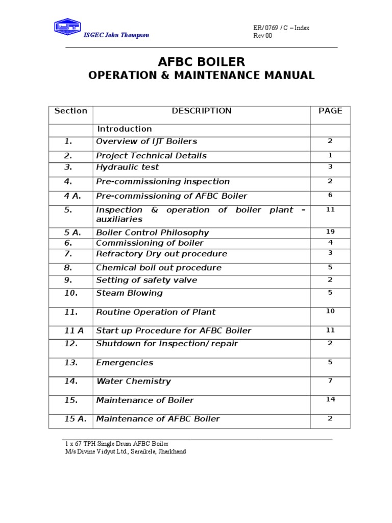 Afbc Boiler o & M | PDF