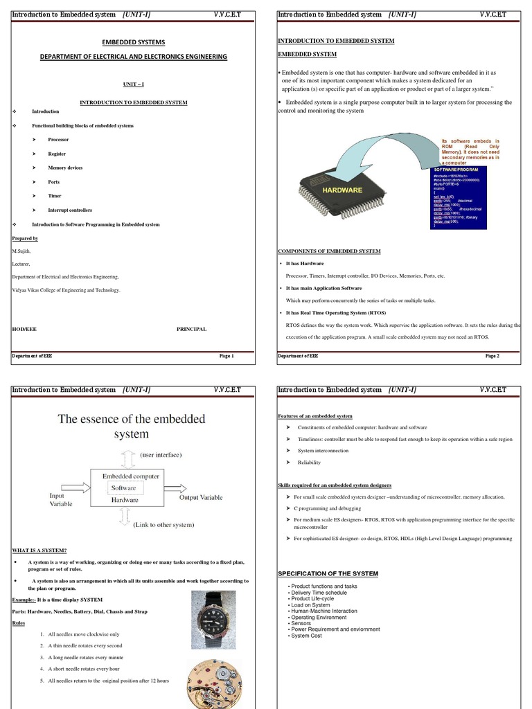 1-Unit-I Introduction To Embedded Systems | PDF | Embedded System | Dynamic Random Access Memory