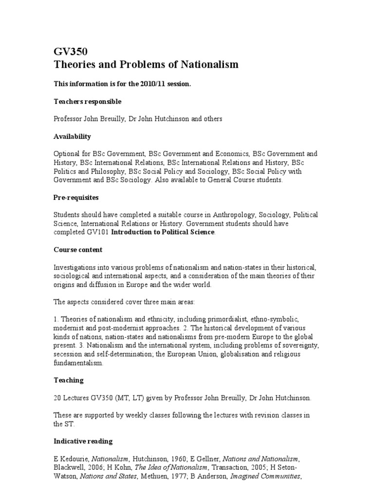 Exploring Theories of Nationalism and Analyzing the Historical ...