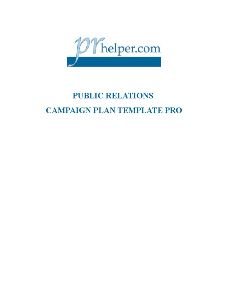 Public Relations Campaign Plan Template | PDF | Mass Media | Public ...