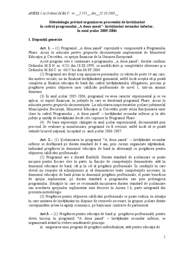 Metodologia A Doua Sansa | PDF