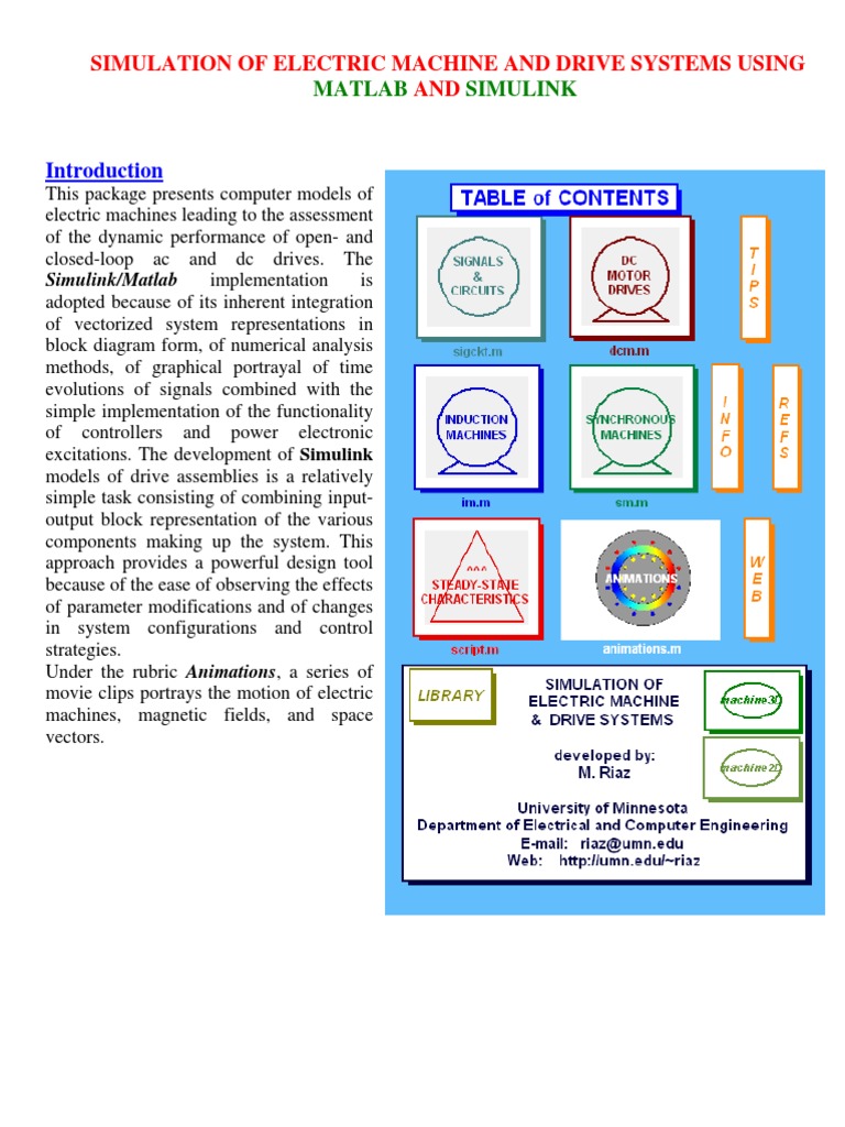 Simulation of Electric Machine and Drive Systems Using MATLAB and ...