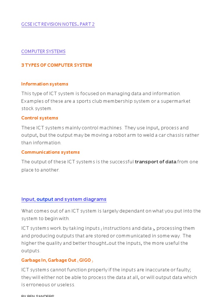 GCSE ICT Revision Notes - Part 2 | PDF | Computer Monitor | Local Area ...