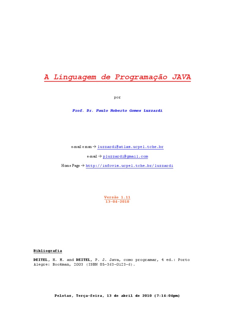 Guia Completo sobre a Linguagem de Programação Java | PDF | Java ...