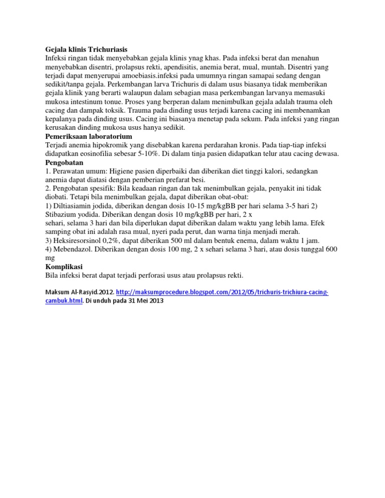 Gejala Klinis Trichuriasis | PDF