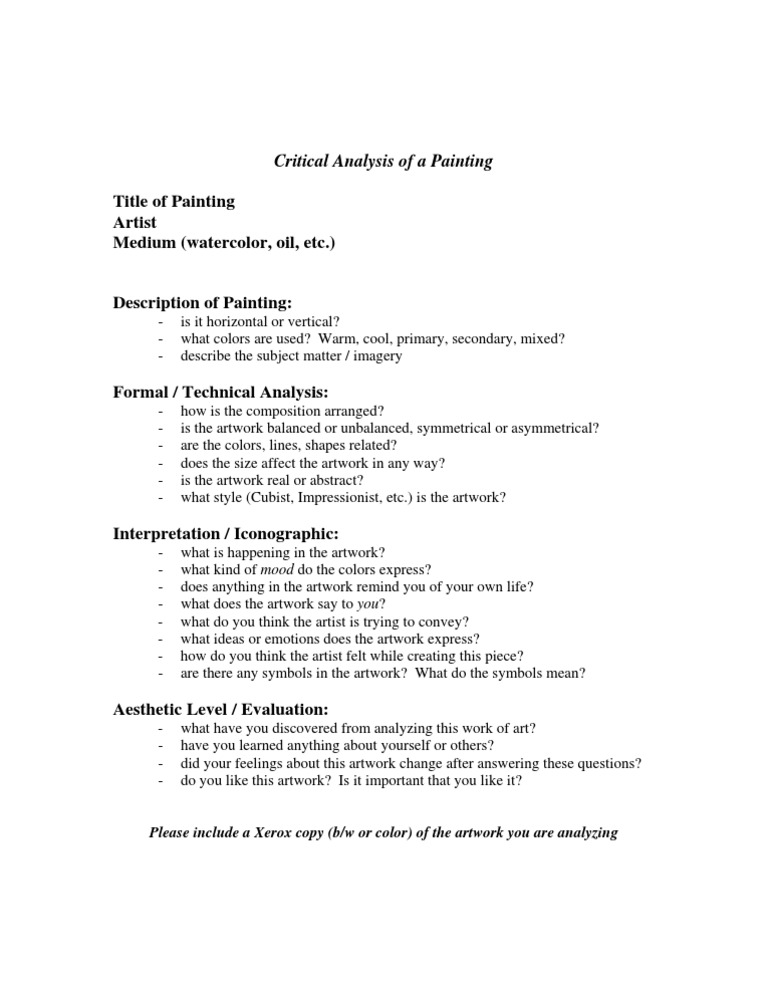 Art Analysis Guide for Students | PDF | Self-Improvement