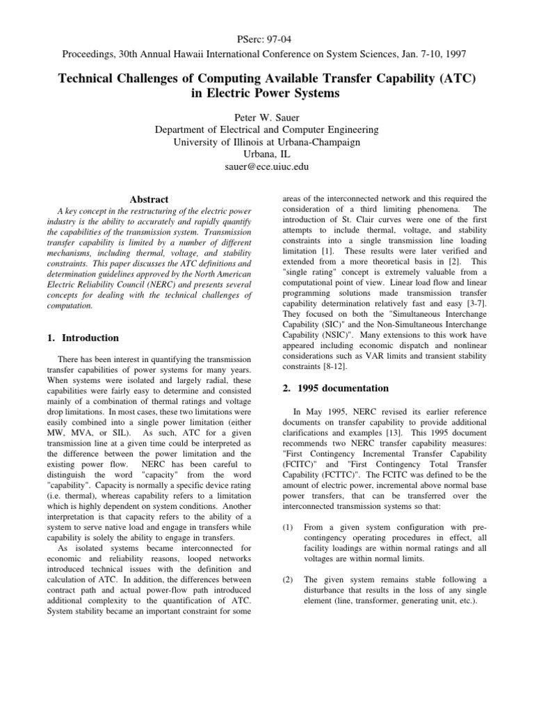 Computing Available Transfer Capability | PDF | Computers
