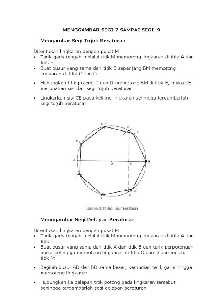 Teknik Menggambar Segi Tujuh hingga Sepuluh | PDF | Griya & Taman