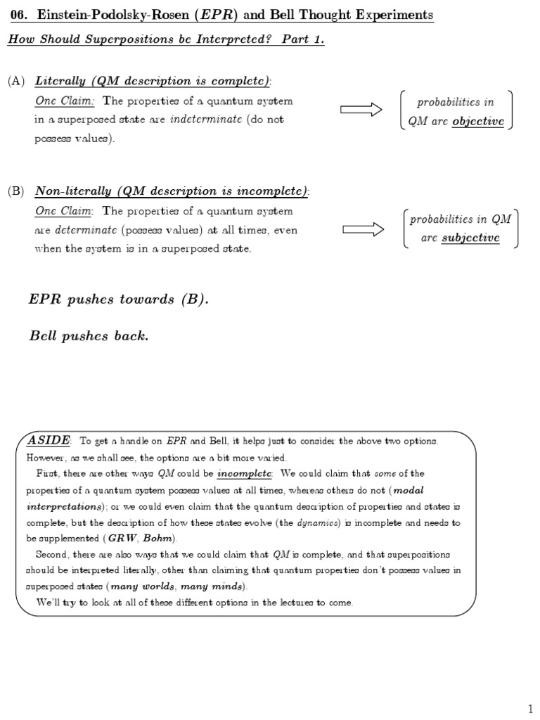 Interpreting Quantum Superpositions: An Analysis of the Einstein ...
