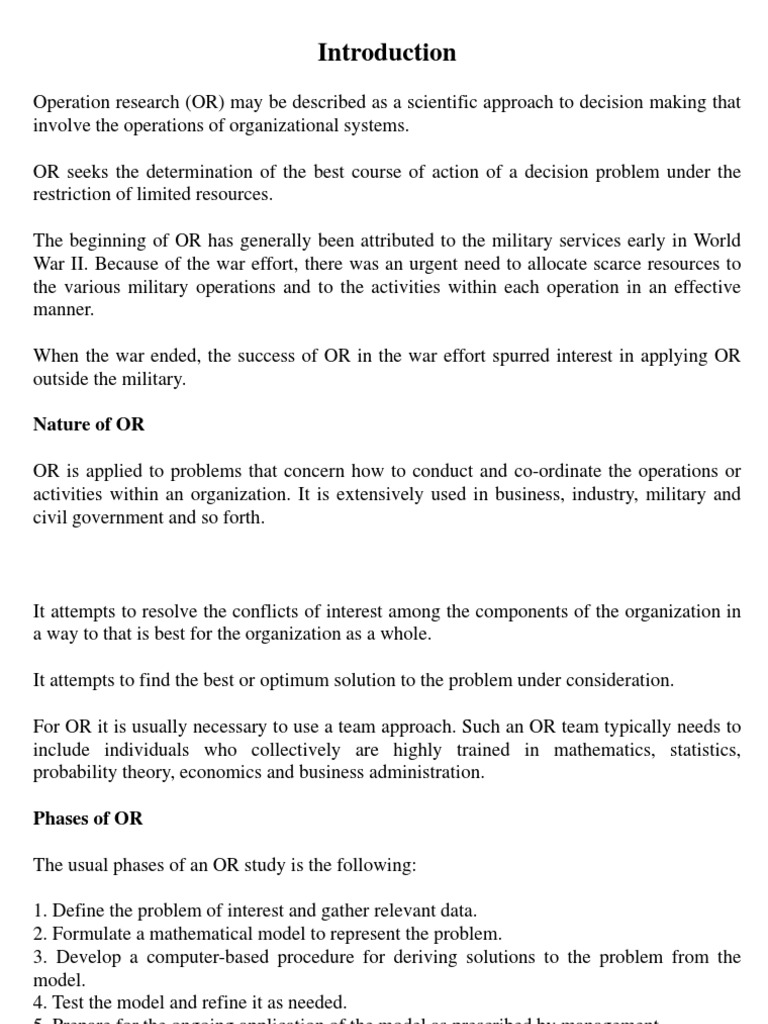 Operation Research | PDF | Mathematical Model | Variable (Mathematics)