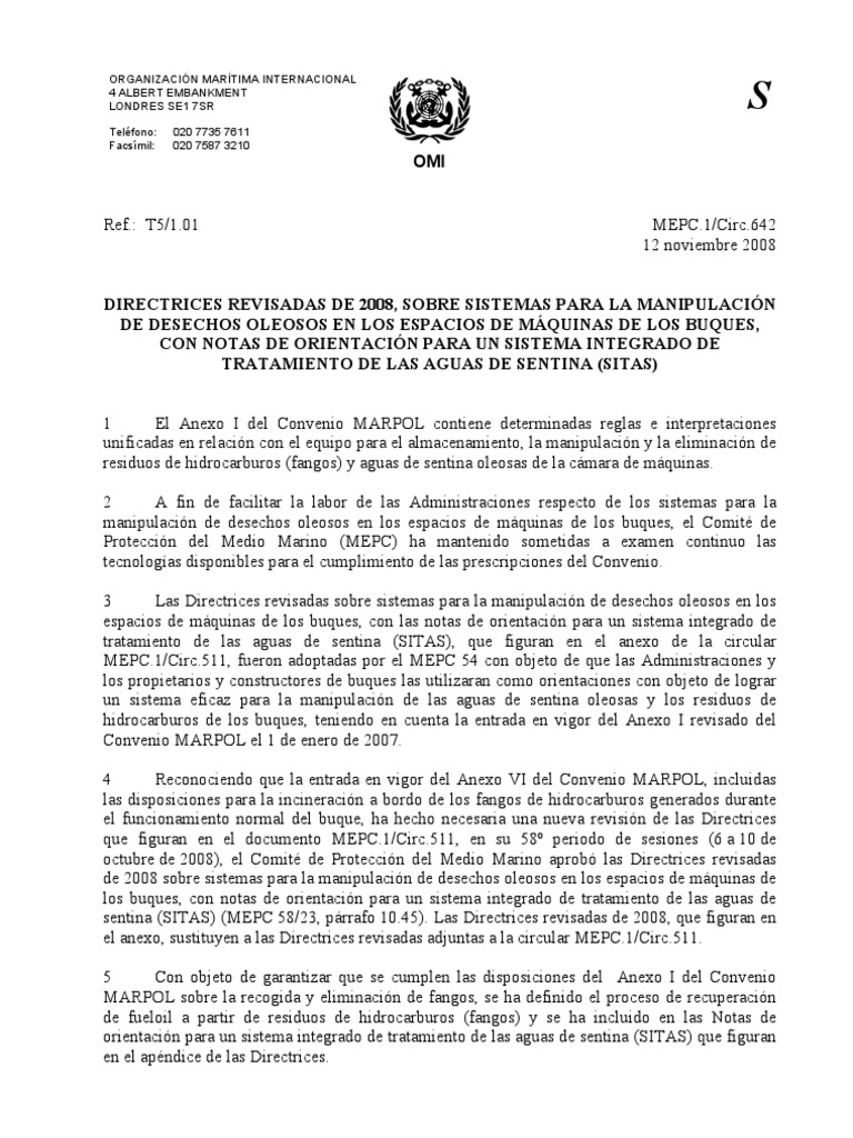 MEPC.1-Circ.642 - Directrices Revisadas de 2008, Sobre Sistemas para La ...