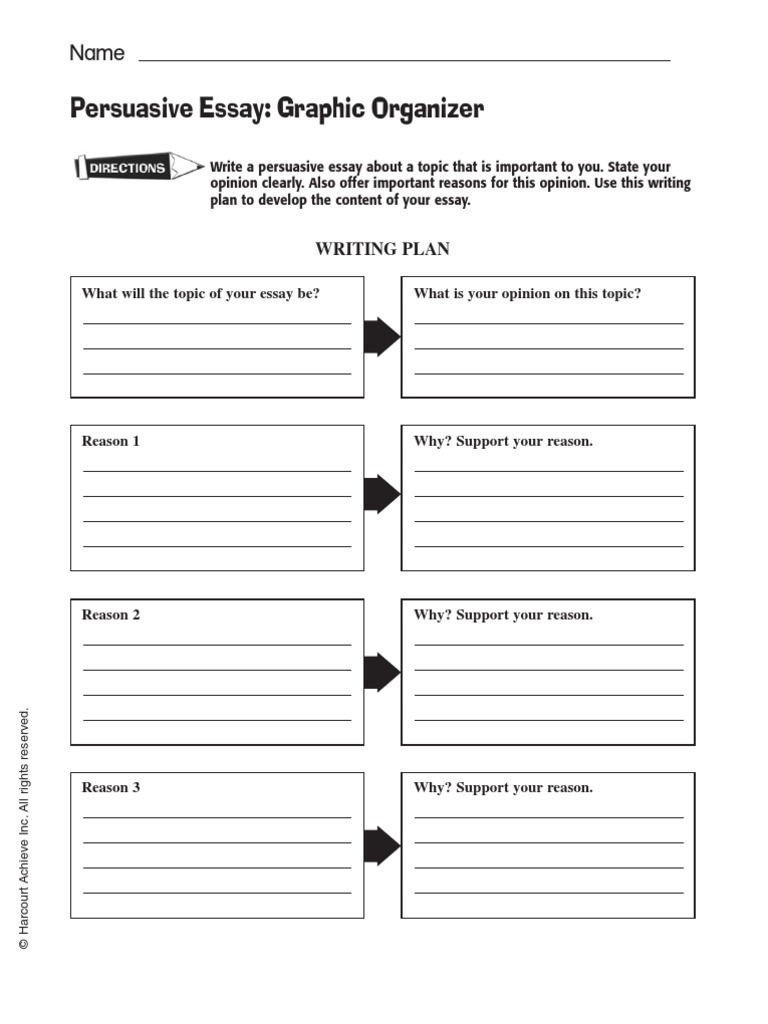 Persuasive Essay: Graphic Organizer: Writing Plan | PDF