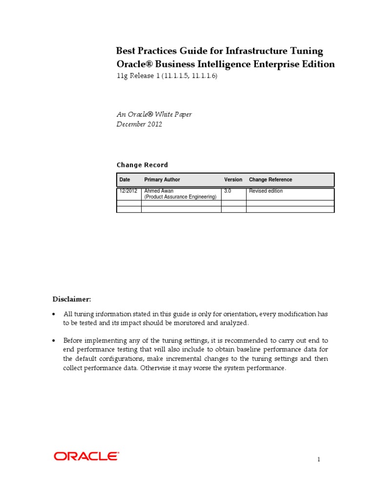 Updated Oracle OBIEE Tuning Guide v1 Dec2012 | PDF | Java Virtual Machine | Java (Programming ...