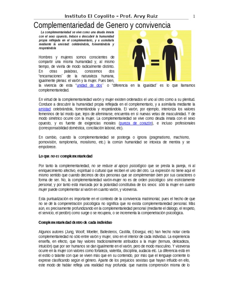 Complementariedad de Genero Clase 2 | PDF | Mujer | Hombre