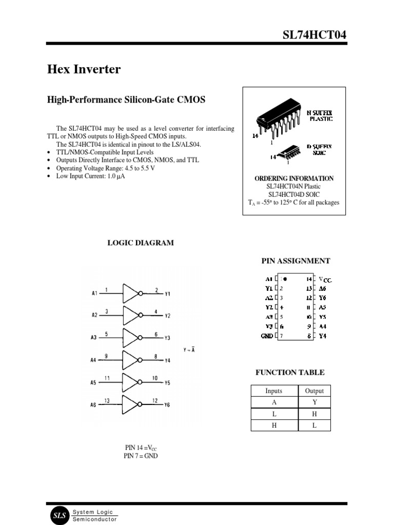 Hex Inverter: SL74HCT04
