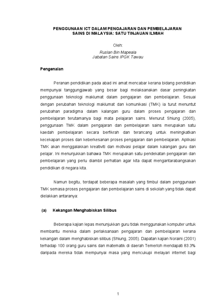 Penggunaan Ict Dalam Pengajaran Sains | PDF
