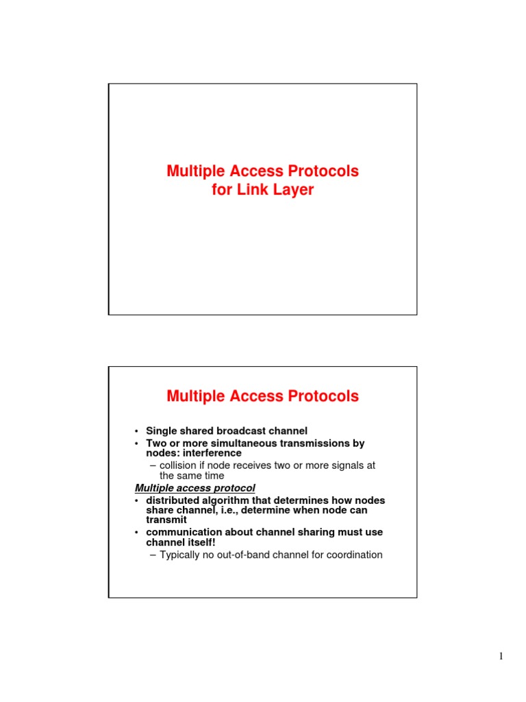 Multiple Access Protocols For Link Layer: Nodes: Interference ...